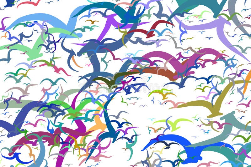 Illustrations of Flying Birds. Style, Decoration, Backdrop & Texture ...