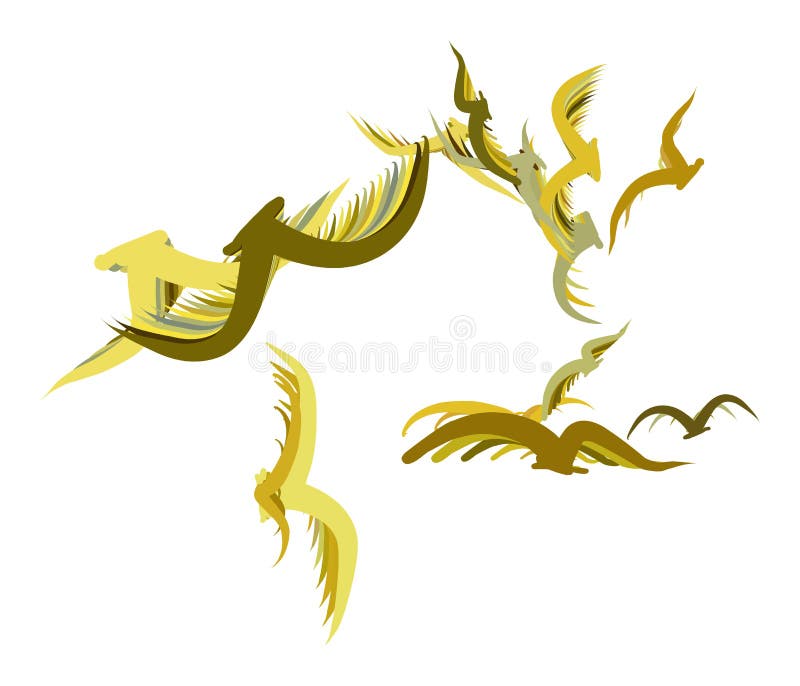 Illustrations of Flying Birds. Surface, Messy, Vector & Drawing. Stock ...