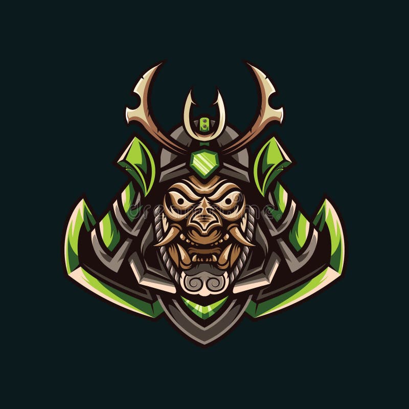 Green Samurai Robot Mascot Logo Design Stock Vector - Illustration of ...