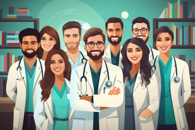 Illustrations Group of Doctors in an Office As they are Smiling ...