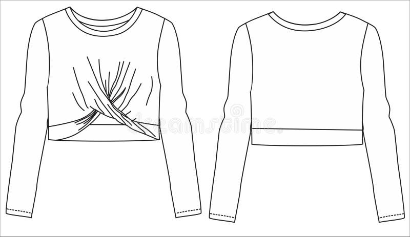 Ladies Crop Top Outline Artwork Vector Art Stock Vector - Illustration ...