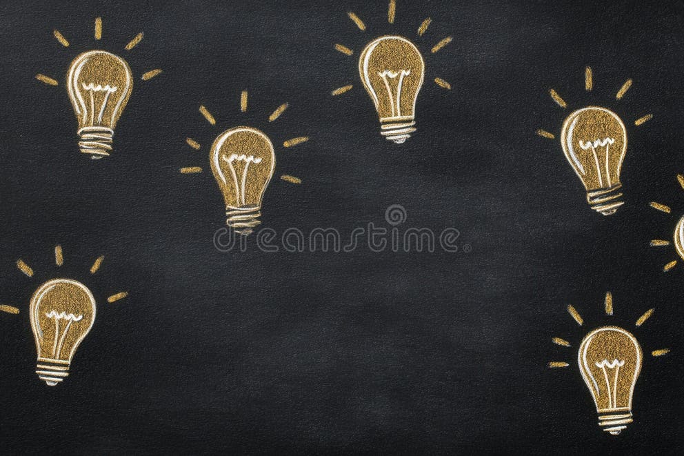 Creative Chalk Drawing of Light Bulbs on a Chalkboard Background for ...