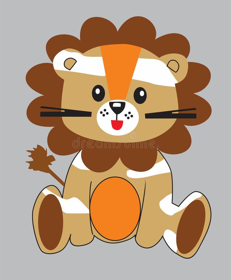 Little Cute Lion Print Vector Art Stock Vector - Illustration of ...