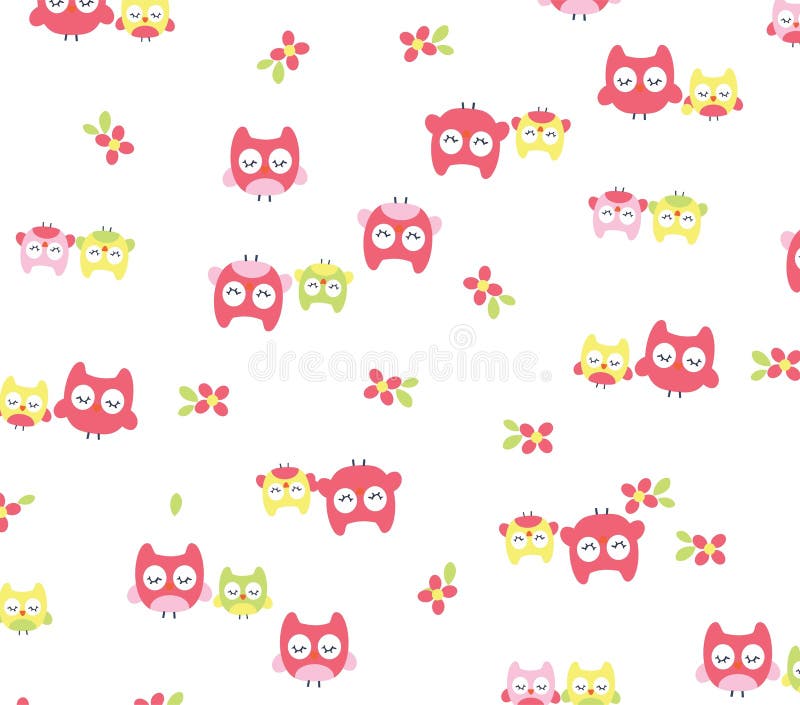 Little Cute Owl All Over Print Vector Art Stock Vector - Illustration ...