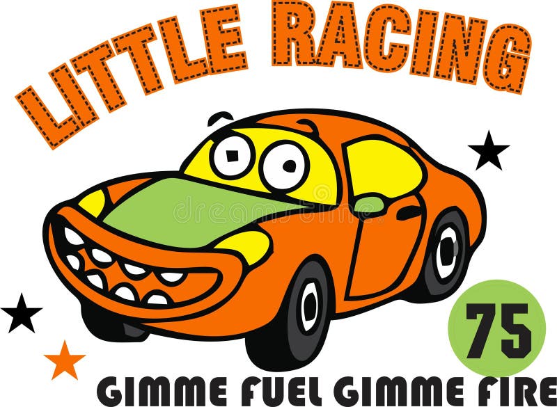 Little Racing Car Print Vector Art Stock Vector - Illustration of font ...