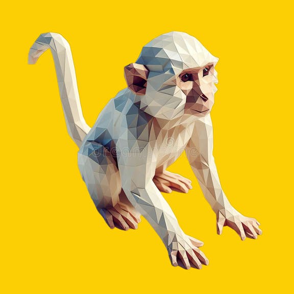 3D Rendering of a Monkey Low Polygon Isolated Stock Illustration ...