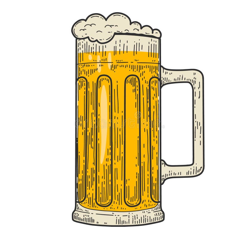 Illustrations of Mug of Beer in Engraving Style. Design Element for ...
