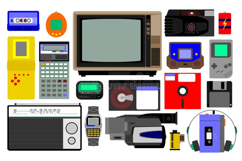 Illustrations of Old Electronic Goods Stock Vector - Illustration of ...