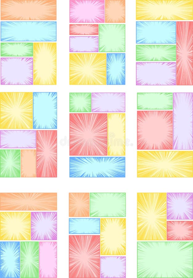 Illustrations of a Pale Color Cartoon Frame with Flash Background Set ...