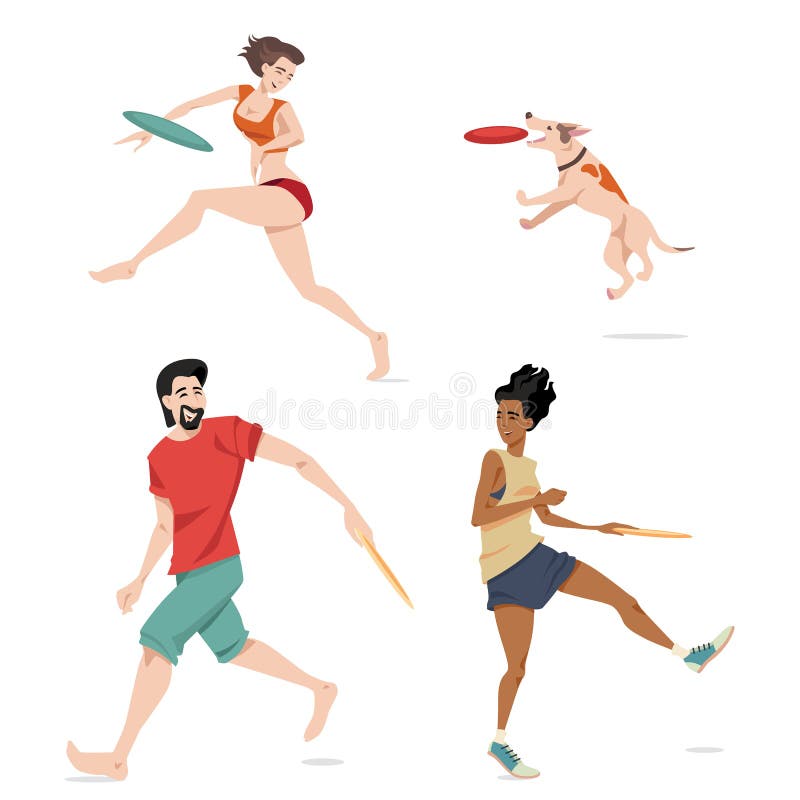 Illustrations of People Playing Flying Disc. Stock Vector ...