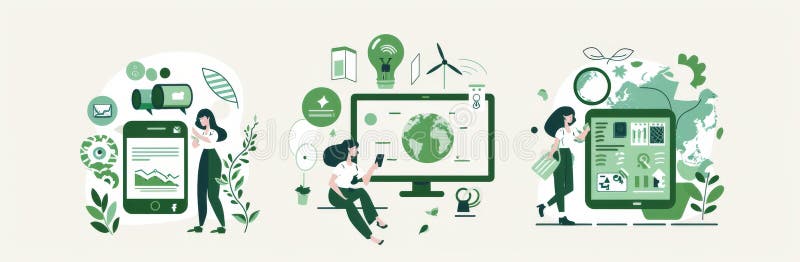 Illustrations of People Using Technology for Sustainable Development ...