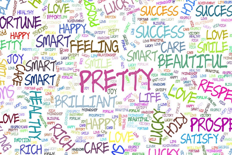 Happy, Illustrations of Positive Emotion Word Cloud. Digital, Texture ...