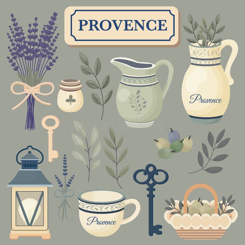 Illustrations in Provence Style Featuring Elements of Rustic French ...