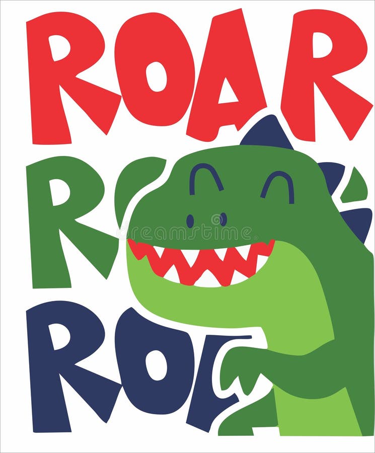 Rawr Some Dino Animals Print Vector Stock Vector - Illustration of ...