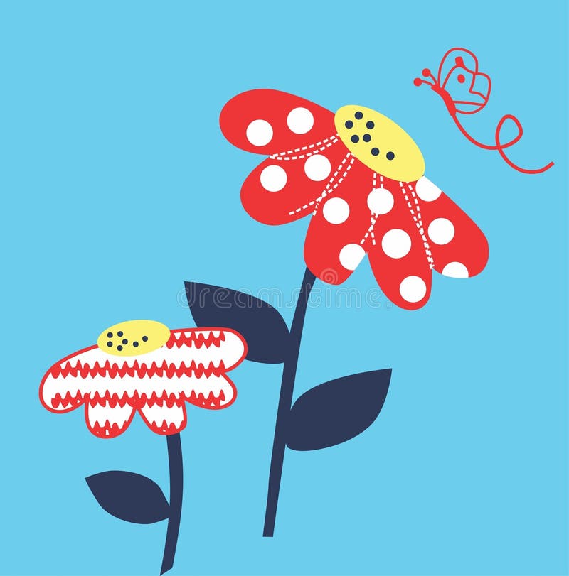 Red Flower Print Vector Art Stock Vector - Illustration of boys, clip ...