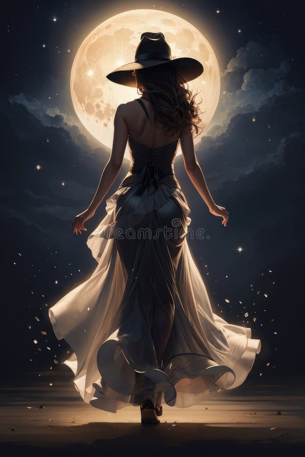 Illustrations Romantic Graceful Movements Back Side Woman Dancing with ...