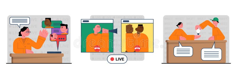 Online Learning and in Real Life Illustrations Cartoon Set Stock Vector ...