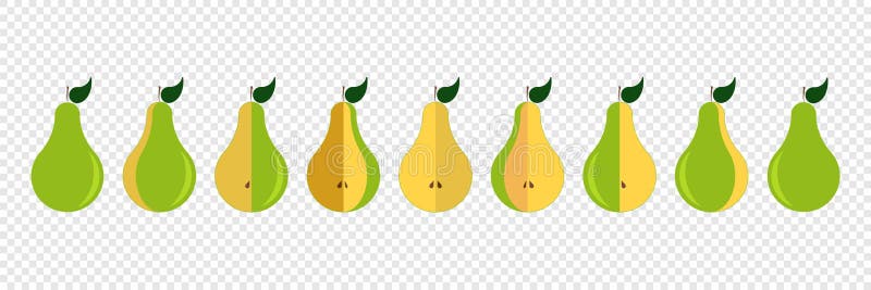 Illustrations Set of Pear. Set of Fresh Whole, Vector Illustration ...