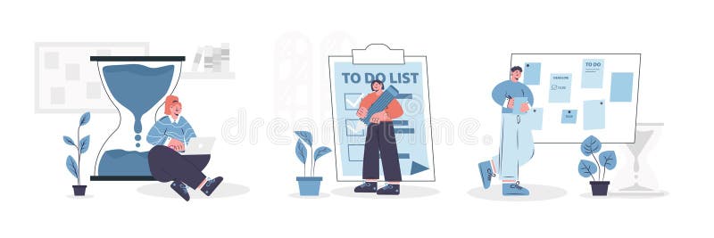 Illustrations Set of People Multitasking, Managing Their Time ...