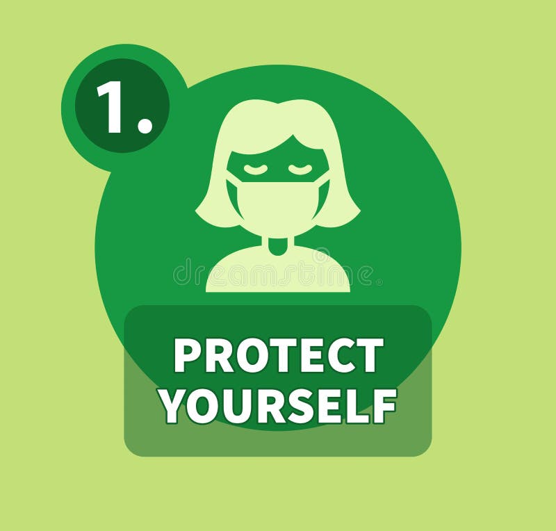Illustrations of Simple Women Icon with Text PROTECT YOURSELF. Stock ...