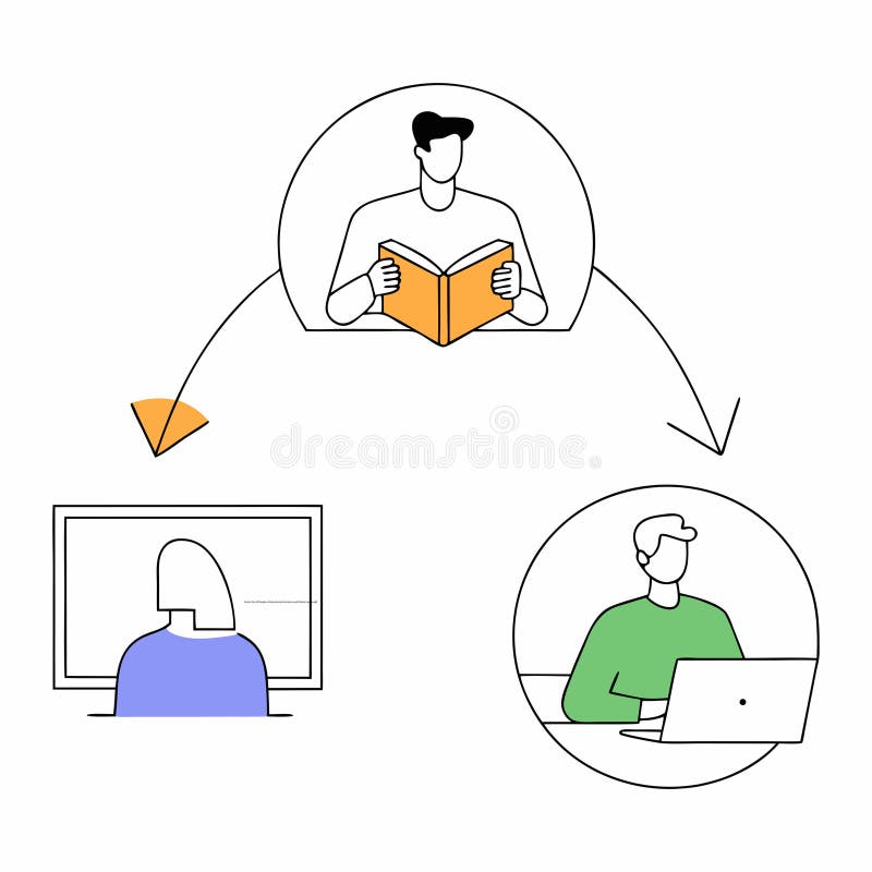 Illustrations of Students Learning, Reading, and Taking Online Courses ...