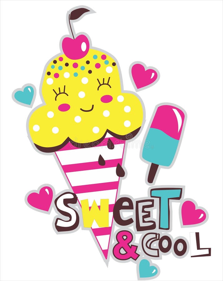 Sweet Cool Ice Cream Print Vector Art Design Stock Vector ...