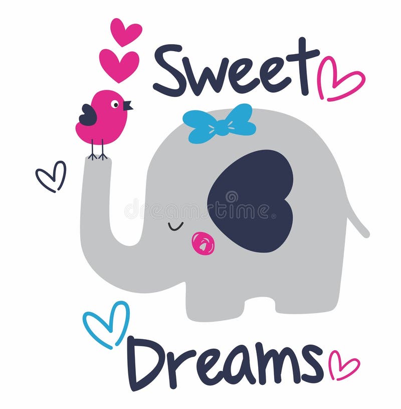 Sweet Elephant Print Vector Art Design Stock Vector - Illustration of ...