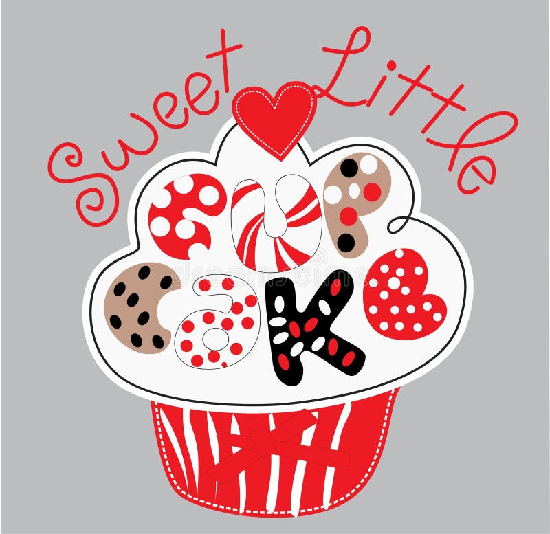 Sweet Little Cup Cake Print Vector Art Stock Vector - Illustration of ...