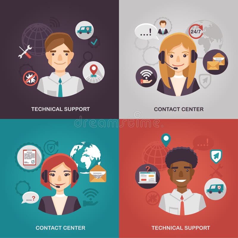 Illustrations for Technical Support and Contact Center Stock Vector ...