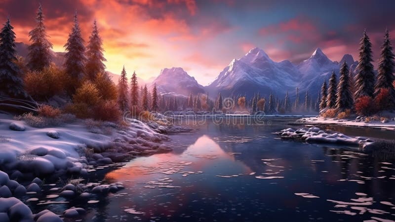 Illustrations of Beautiful and Tranquil Landscapes and Natural Scenery ...