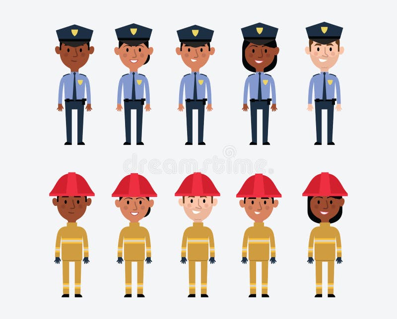 Illustrations of US Police and Fire Services Stock Illustration ...