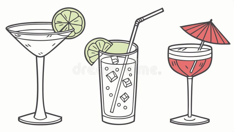 Cocktail Drinks Illustration, Beverages and Summer Refreshment Vector ...