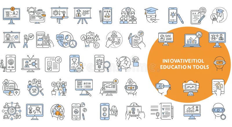 Illustrations of Various Educational Tools and Concepts Using AI Technology. Stock Illustration ...