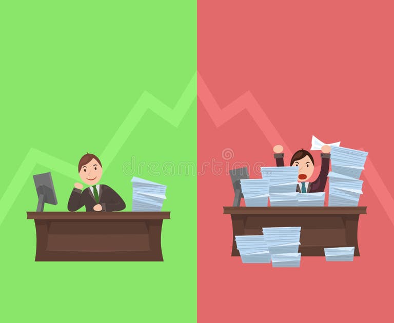 Illustrations of Workload Workers with Schedule in Flat Style. Stock ...