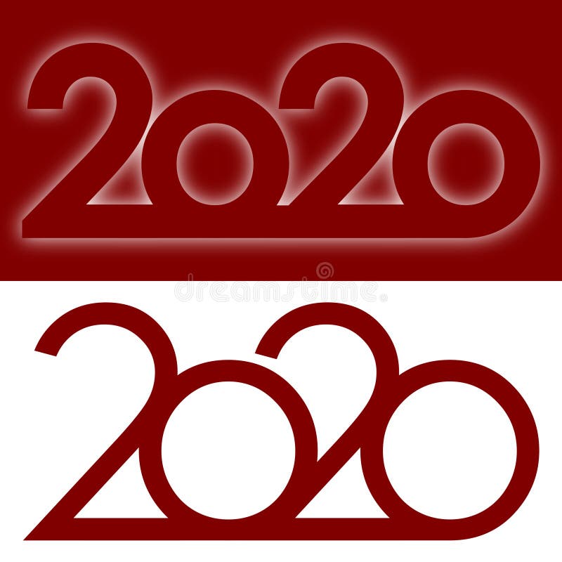 Illustrations of the Year Number 2020 with Overlapping Font with Red ...
