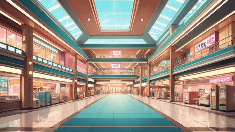 Illustrative Albedo Retro Style Anime Mall Front Illustration Ai ...