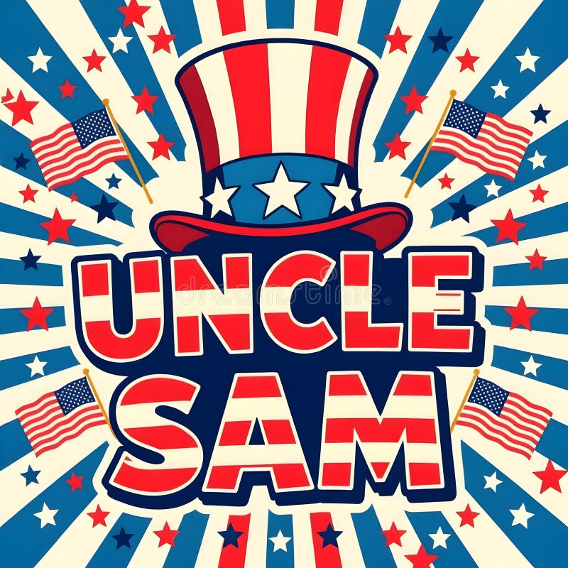 Illustrative American Patriotic Theme Featuring Uncle Sam S Hat, Flags ...