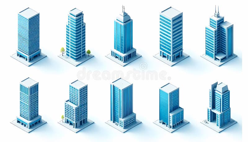 Isometric of Skyscrapers Offices or Hotel Building Stock Vector - Illustration of hotel, element ...