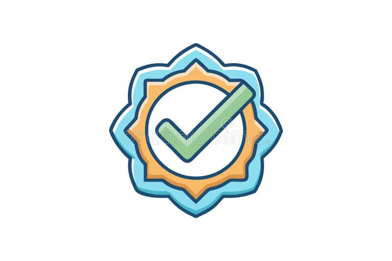 Illustrative Badge Featuring a Green Checkmark and Decorative Elements ...
