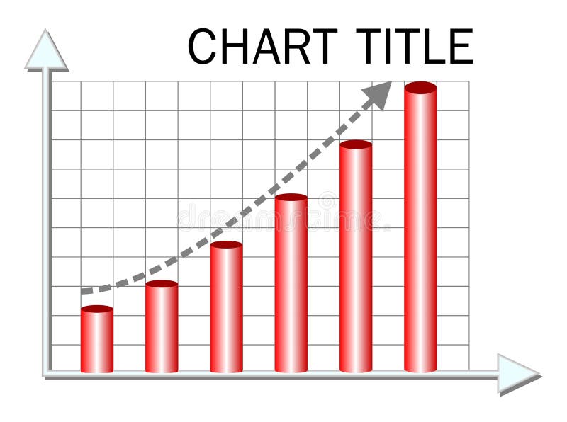 Illustrative Chart, Template with Red Columns and Rising Trend Curve ...