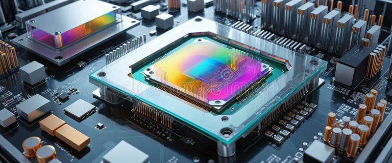 Illustrative Color Illustration of a Close-up of a Computer Processor ...