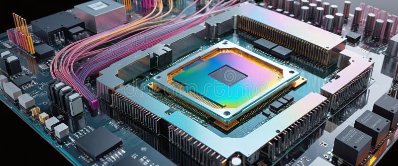 Illustrative Color Illustration of a Close-up of a Computer Processor ...
