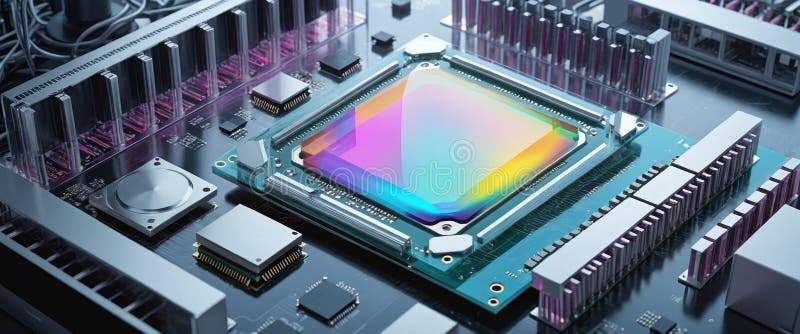 Illustrative Color Illustration of a Close-up of a Computer Processor ...