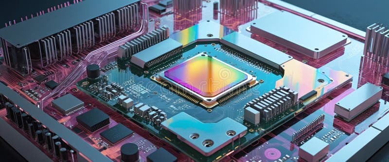 Illustrative Color Illustration of a Close-up of a Computer Processor ...
