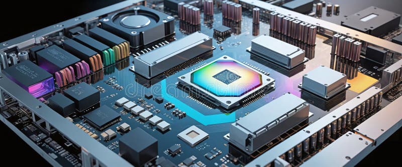 Illustrative Color Illustration of a Close-up of a Computer Processor ...