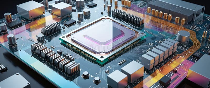 Illustrative Color Illustration of a Close-up of a Computer Processor ...