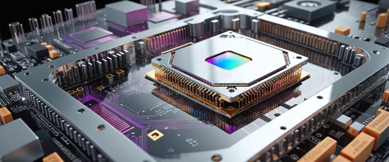 Illustrative Color Illustration of a Close-up of a Computer Processor ...