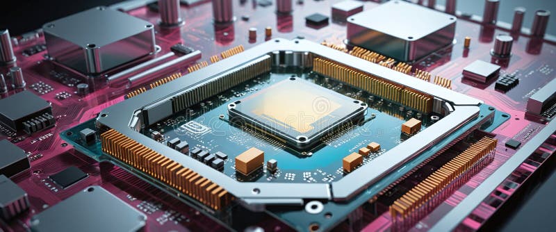 Illustrative Color Illustration of a Close-up of a Computer Processor ...