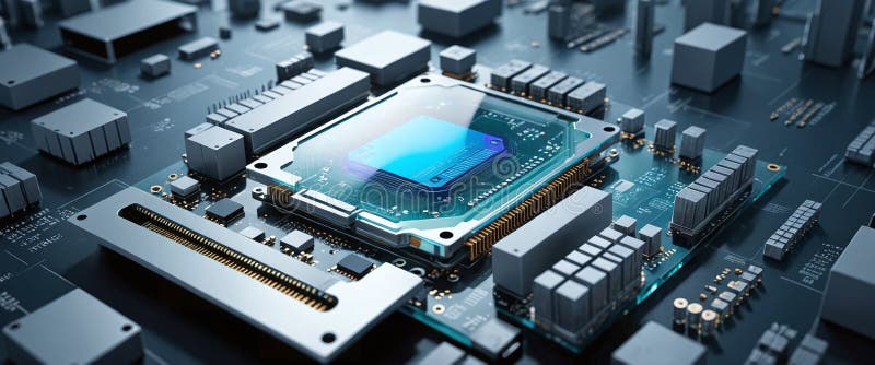 Illustrative Color Illustration of a Close-up of a Computer Processor ...