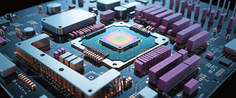 Illustrative Color Illustration of a Close-up of a Computer Processor ...